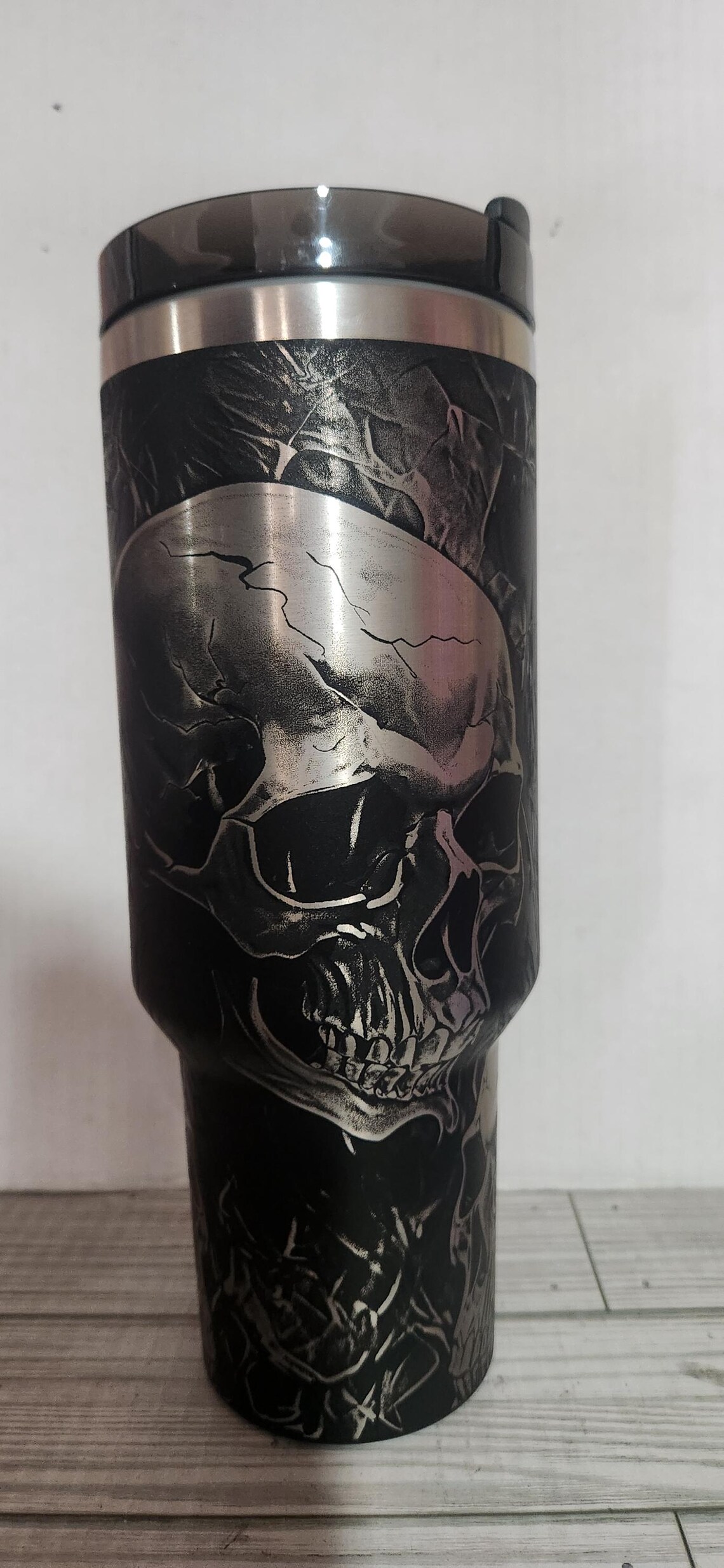 Laser Engraved Skulls and Flames Tumbler - Stainless Steel - Etsy