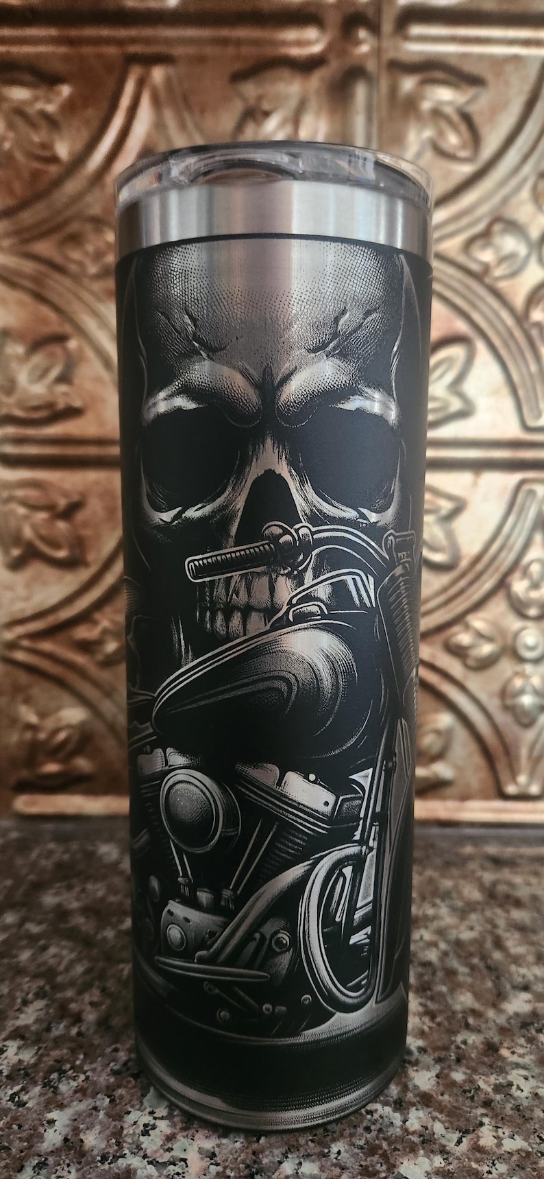 Motorcycle Skull Stainless Steel Tumbler: Biker Gift - Etsy