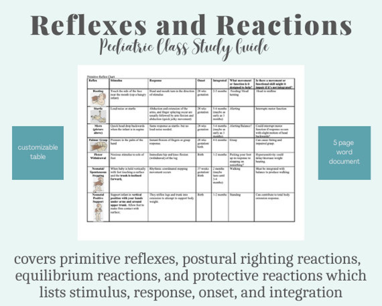 Reflexes and Reactions for Pediatric Therapists - Great for ...
