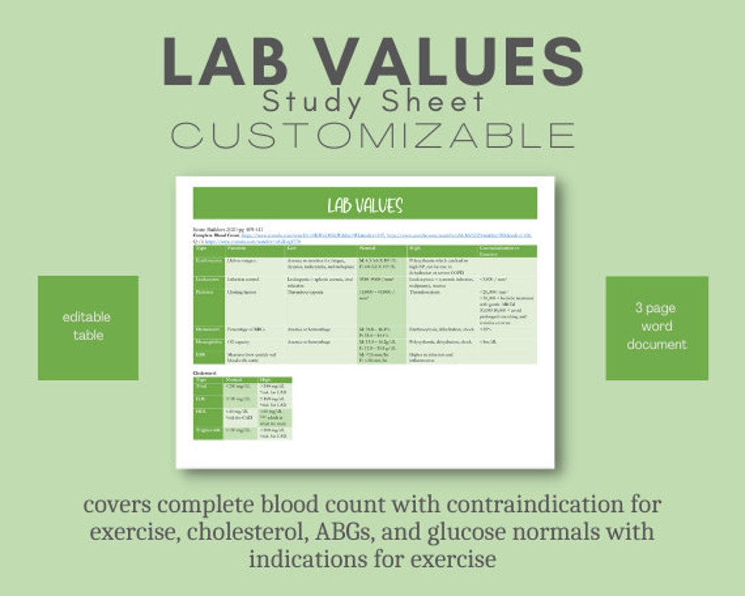 NPTE - Lab Values for Physical Therapists, Nurses, and Tech Covering ...