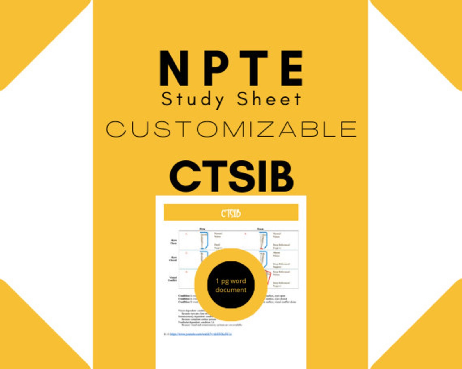 NPTE CTSIB Study Sheet Balance to Check Somatosensation, Proprioception ...