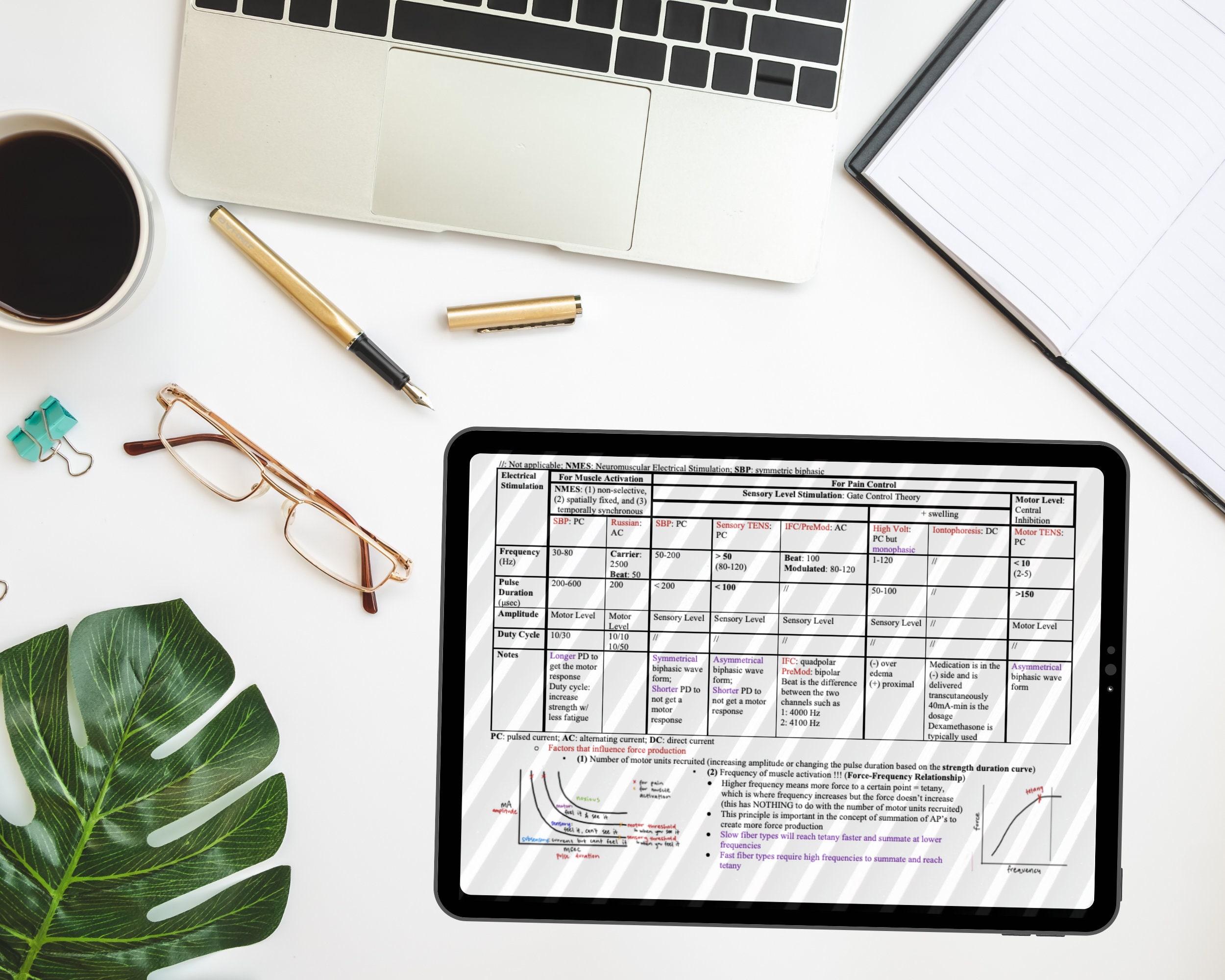 FULL Electrical Stimulation Chart Study Guide on Modalities - TENS ...