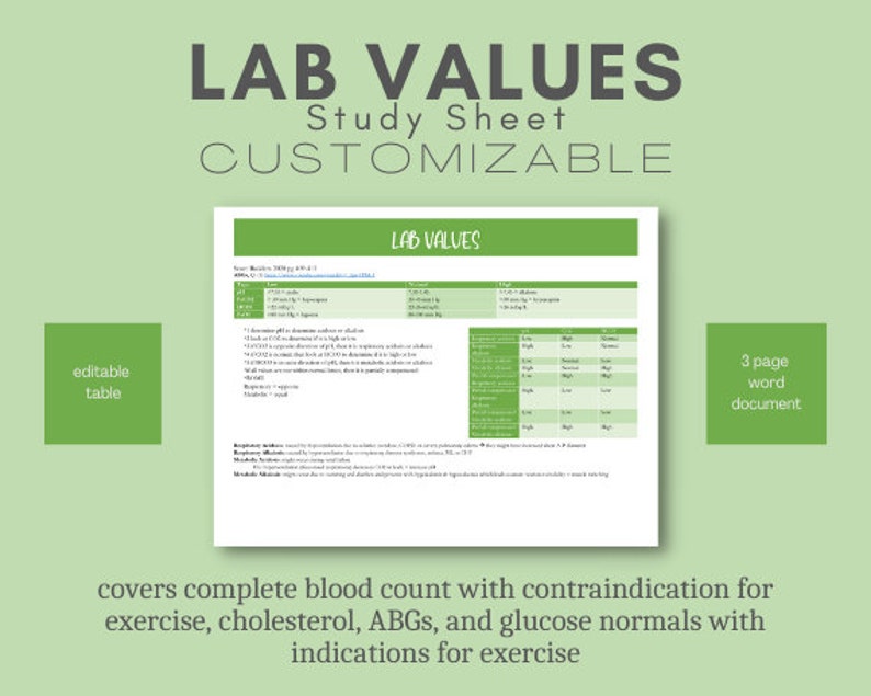 NPTE - Lab Values for Physical Therapists, Nurses, and Tech Covering ...