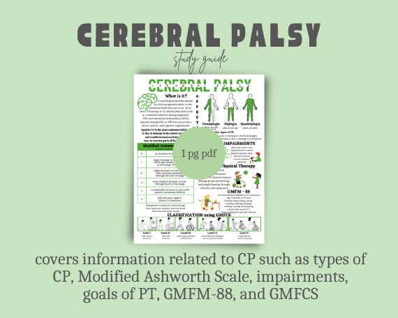 Cerebral Palsy Handout - Great for Physical Therapy Students to Learn ...