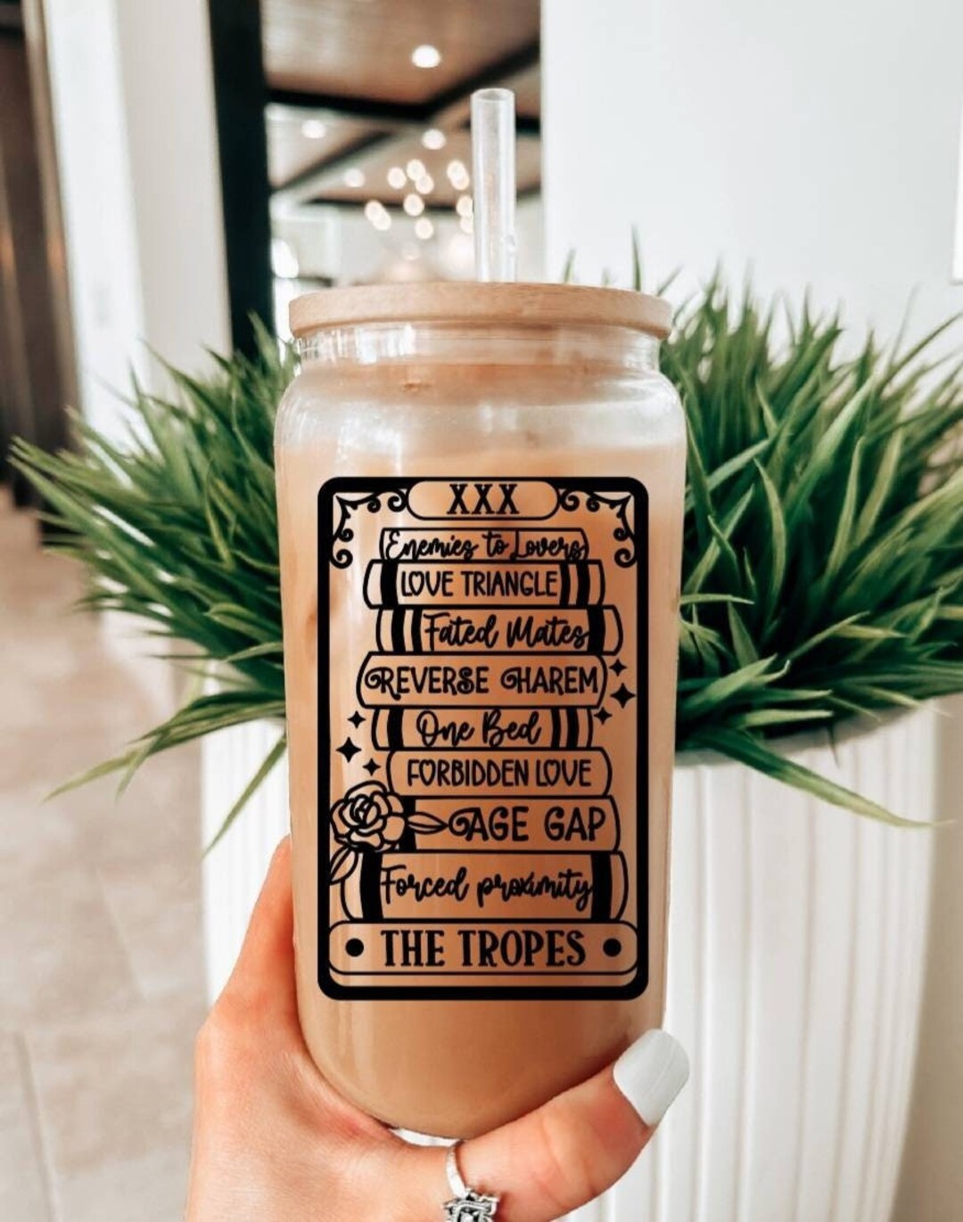 The Tropes Tarot Card Beer Can Glass Cup With Lid Straw Bookish Cup ...