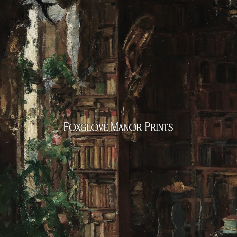 Vintage Victorian Library Painting Light Academia Print - Etsy