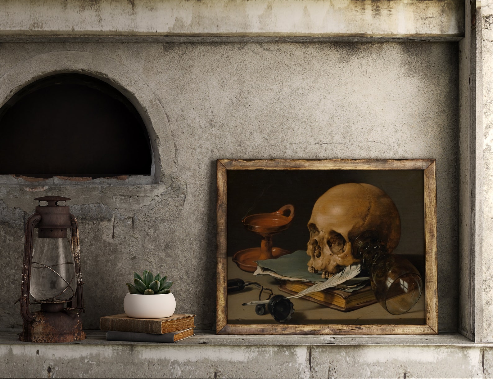 Macabre Art Skull Painting, Digital Printable Download, Vintage Gothic ...