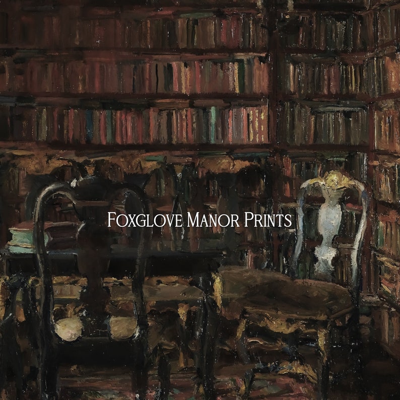 Vintage Victorian Library Painting Light Academia Print - Etsy