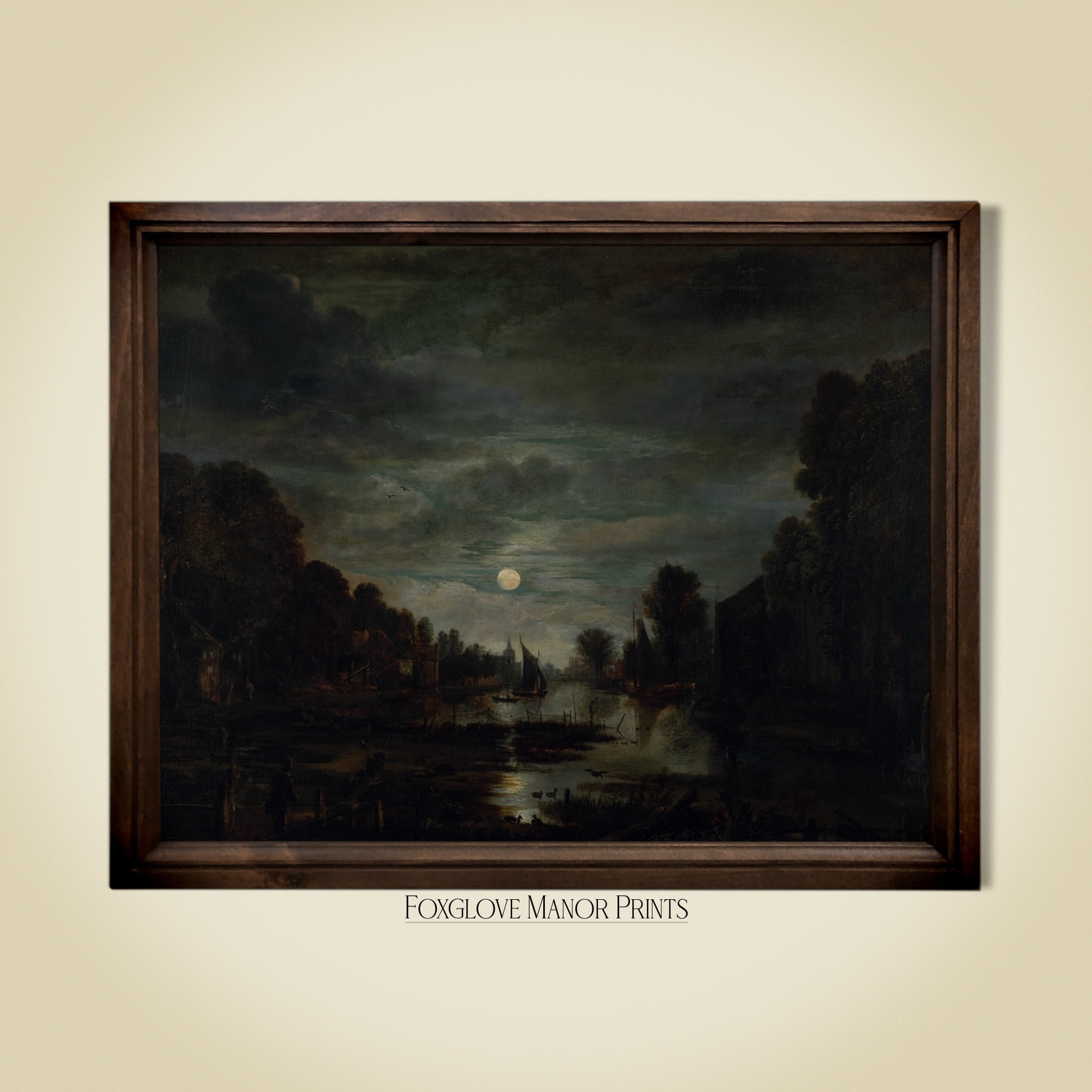 Moon Art Print Vintage Full Moon Artwork Instant Digital - Etsy