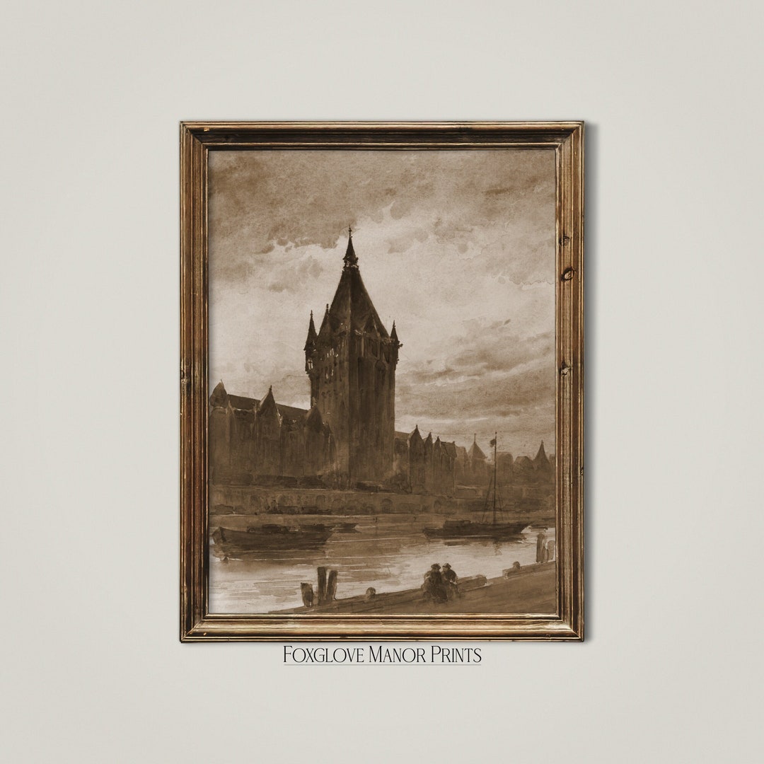 Moody Gothic Castle Painting | Printable Digital Download | Dark ...