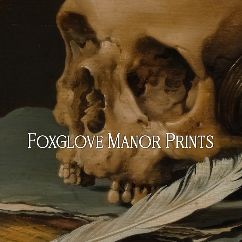 Macabre Art Skull Painting, Digital Printable Download, Vintage Gothic ...