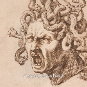 Medusa Art Print, Printable Digital Download, Macabre Decor, Dark ...