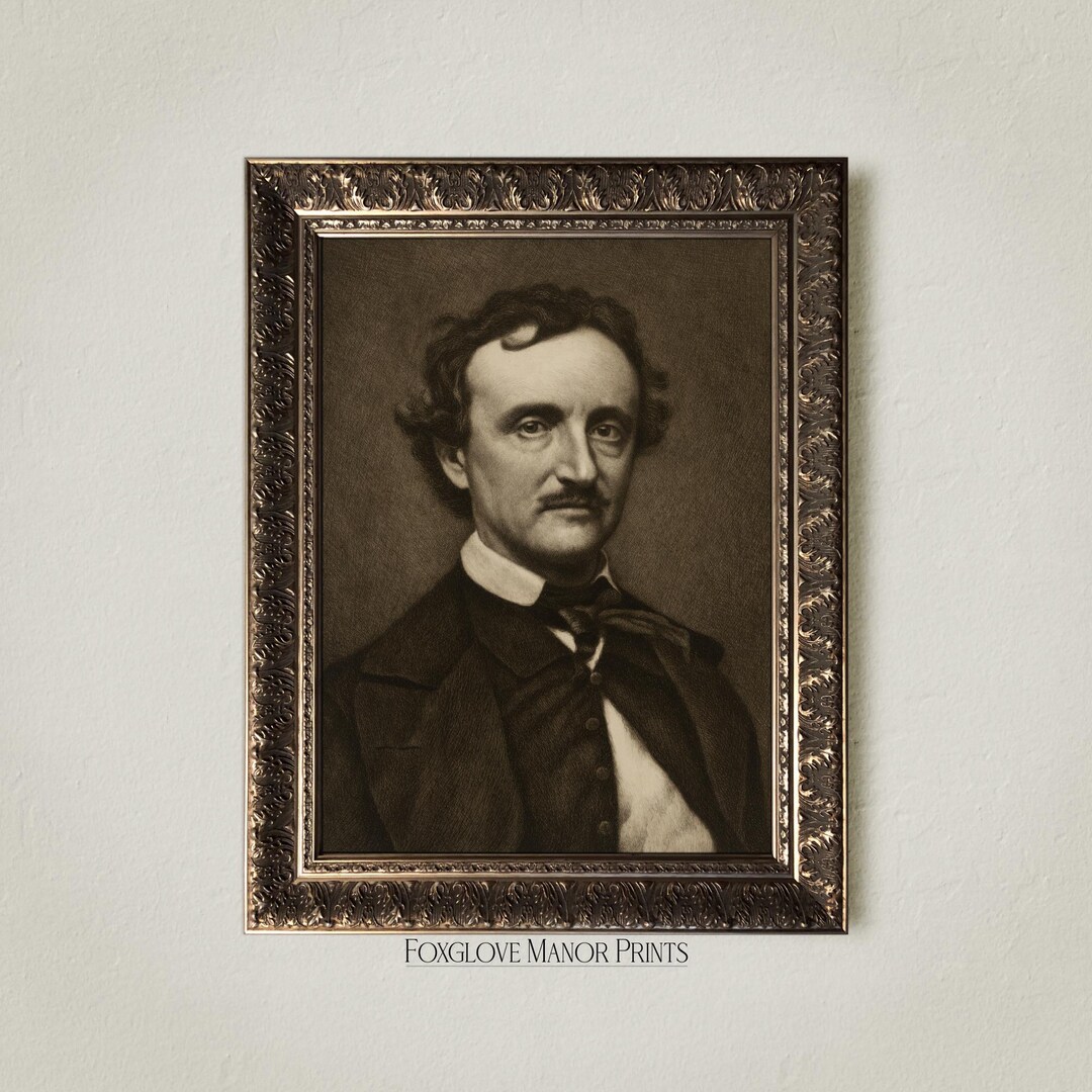 Edgar Allan Poe Portrait Print, Moody Wall Art, Digital Printable ...