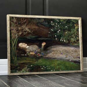 Ophelia Drowning Art Print, Digital Printable Download, Vintage Gothic ...