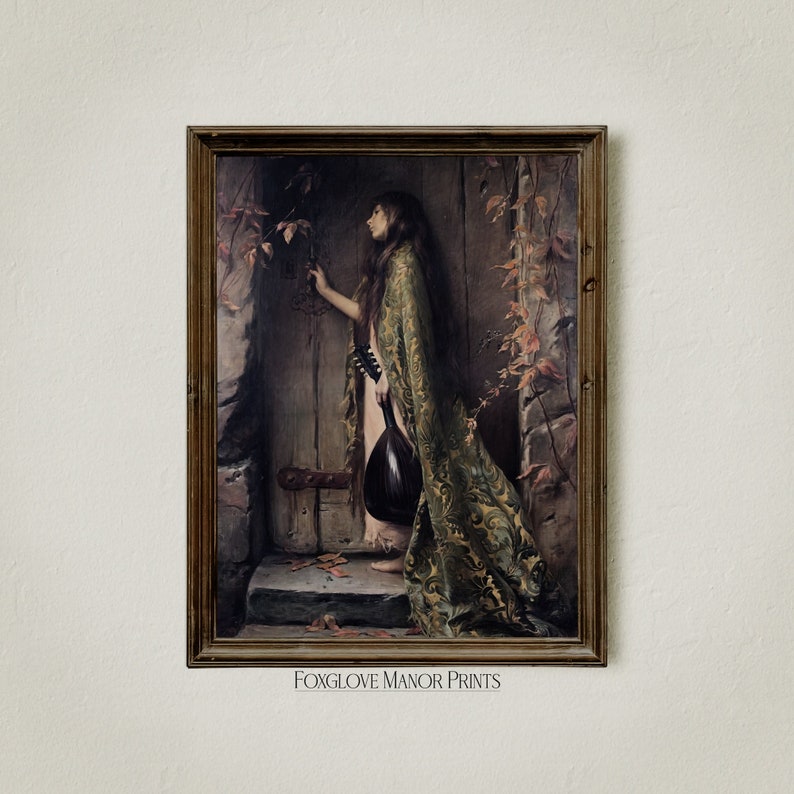 Woman With Lute Art Print, Moody Oil Painting Artwork, Renaissance ...