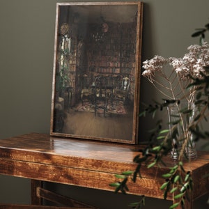 Vintage Victorian Library Painting, Light Academia Print, Digital ...