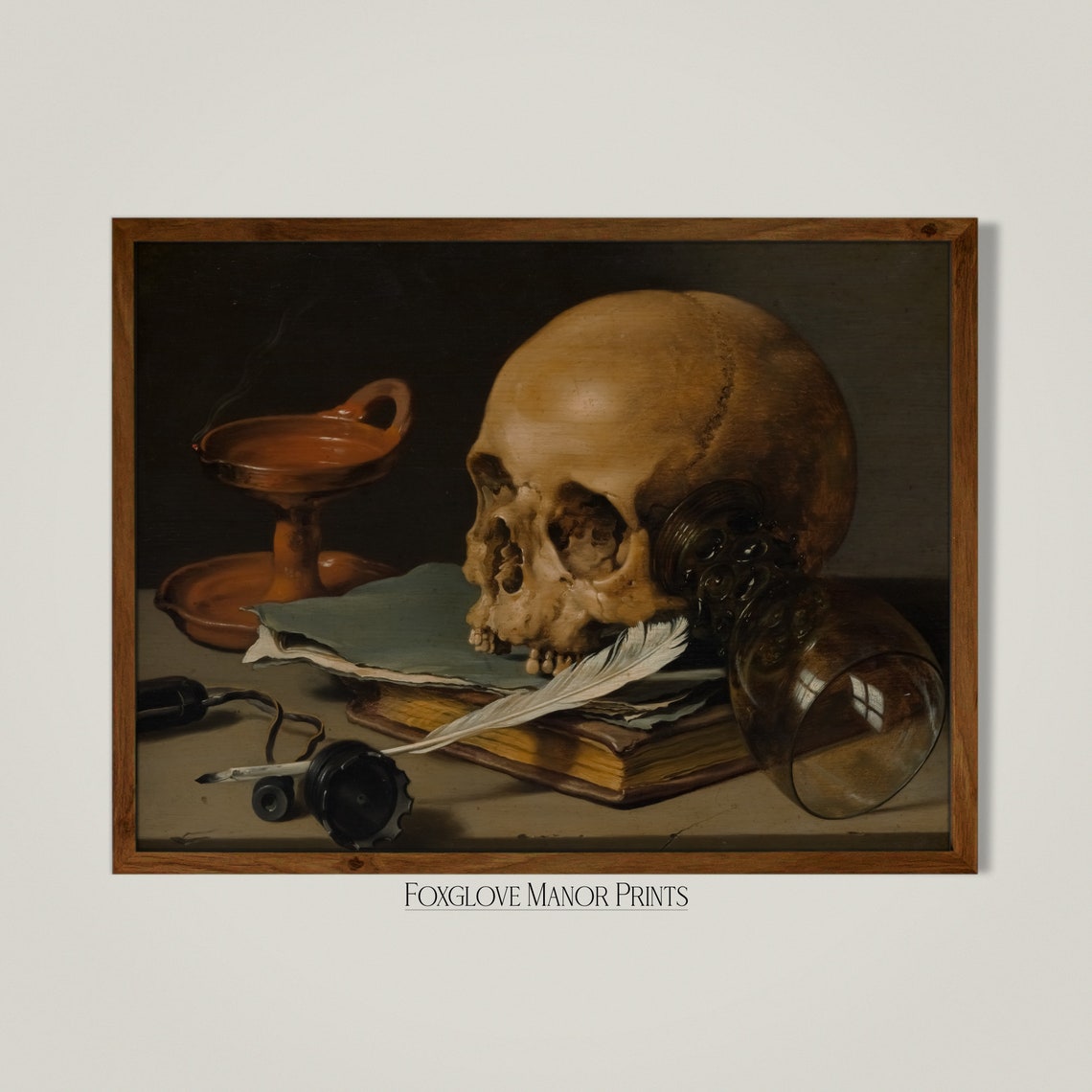 Macabre Art Skull Painting, Digital Printable Download, Vintage Gothic ...