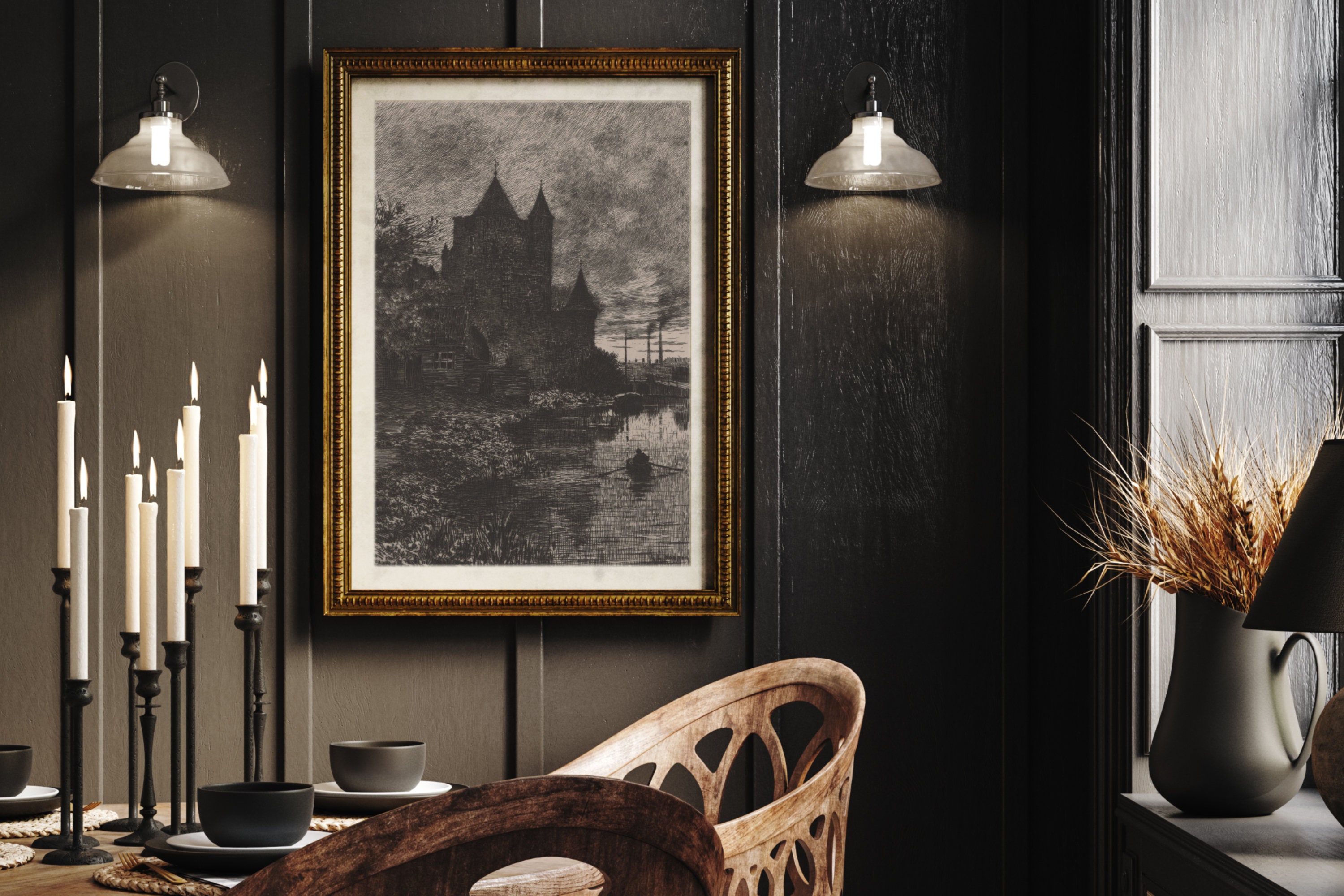 Dark Moody Castle Print, Digital Printable Download, Gothic Aesthetic ...