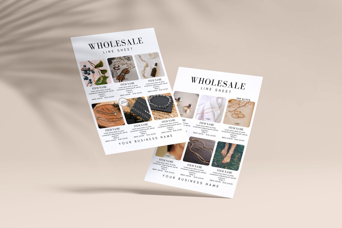 Wholesale Line Sheet Template, Wholesale Price Sheet, Price List ...