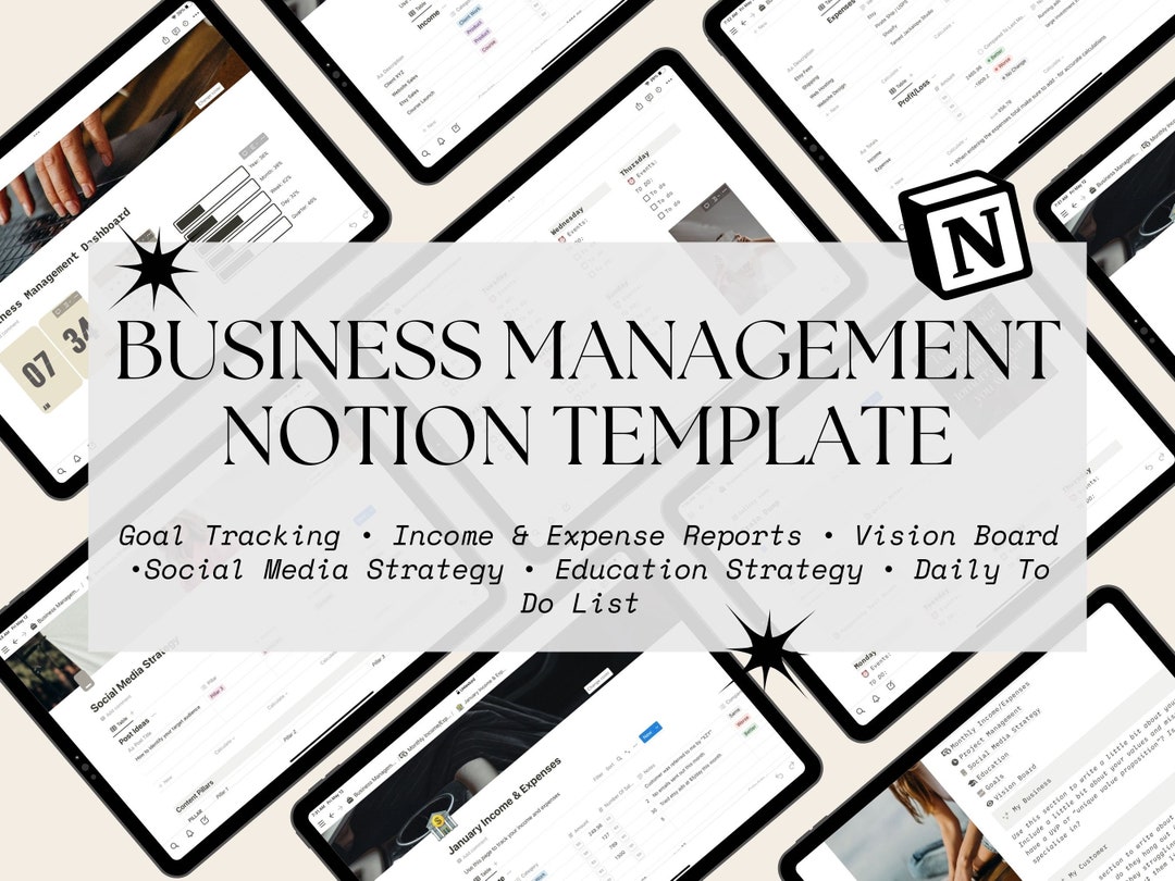 Business Management Notion Template: Small Business Planner (digital ...