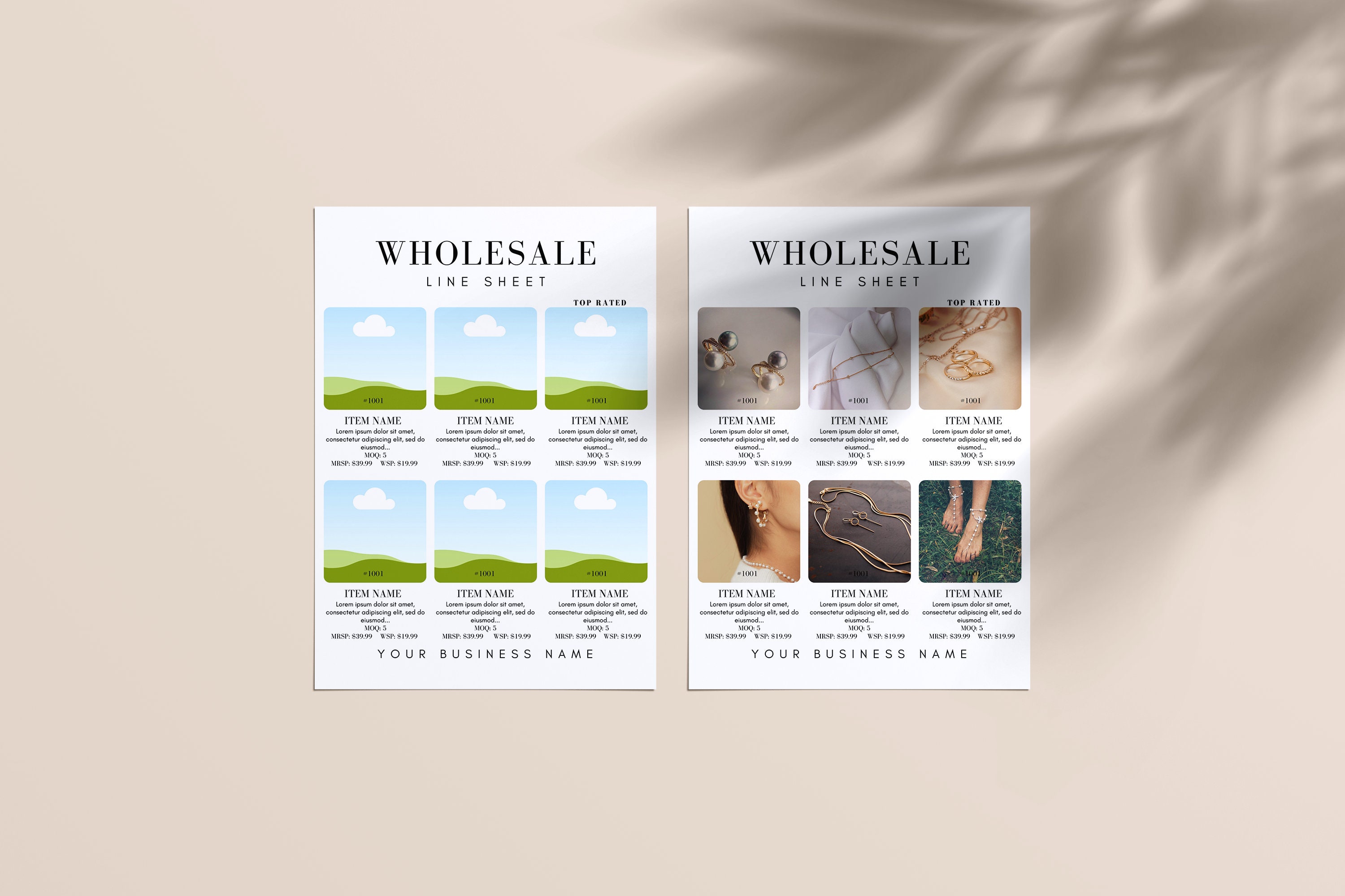 Wholesale Line Sheet Template, Wholesale Price Sheet, Price List ...