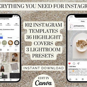 Modern Boho Instagram Mega Bundle, Neutral Social Media Template, Beige ...