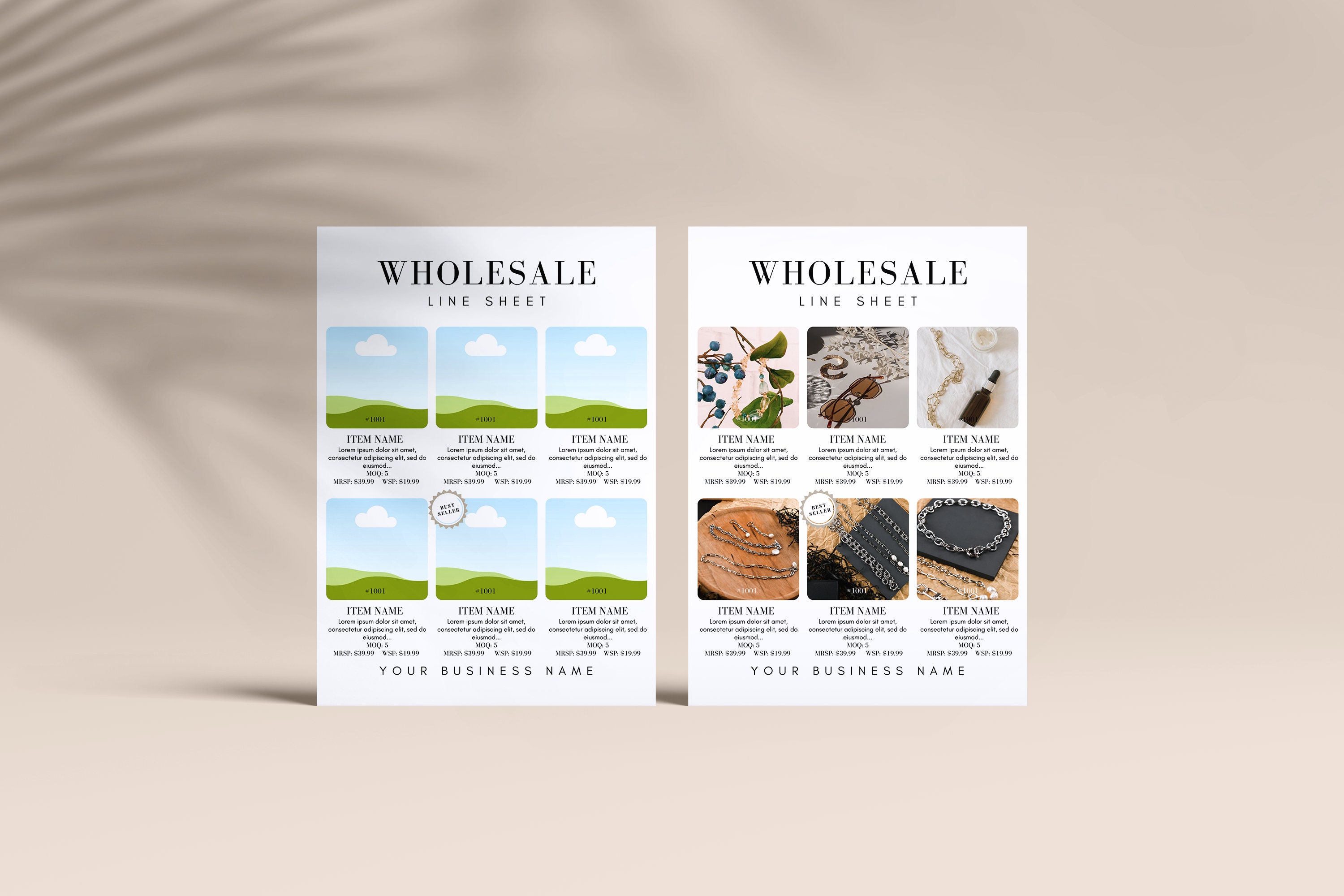 Wholesale Line Sheet Template, Wholesale Price Sheet, Price List ...