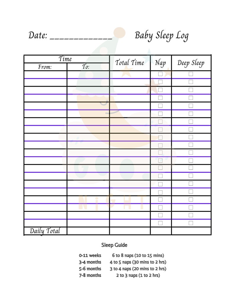 Printable Baby Sleep Log - Etsy