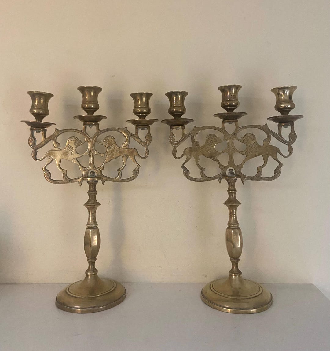 Brass Candelabras, Set of Two - Etsy