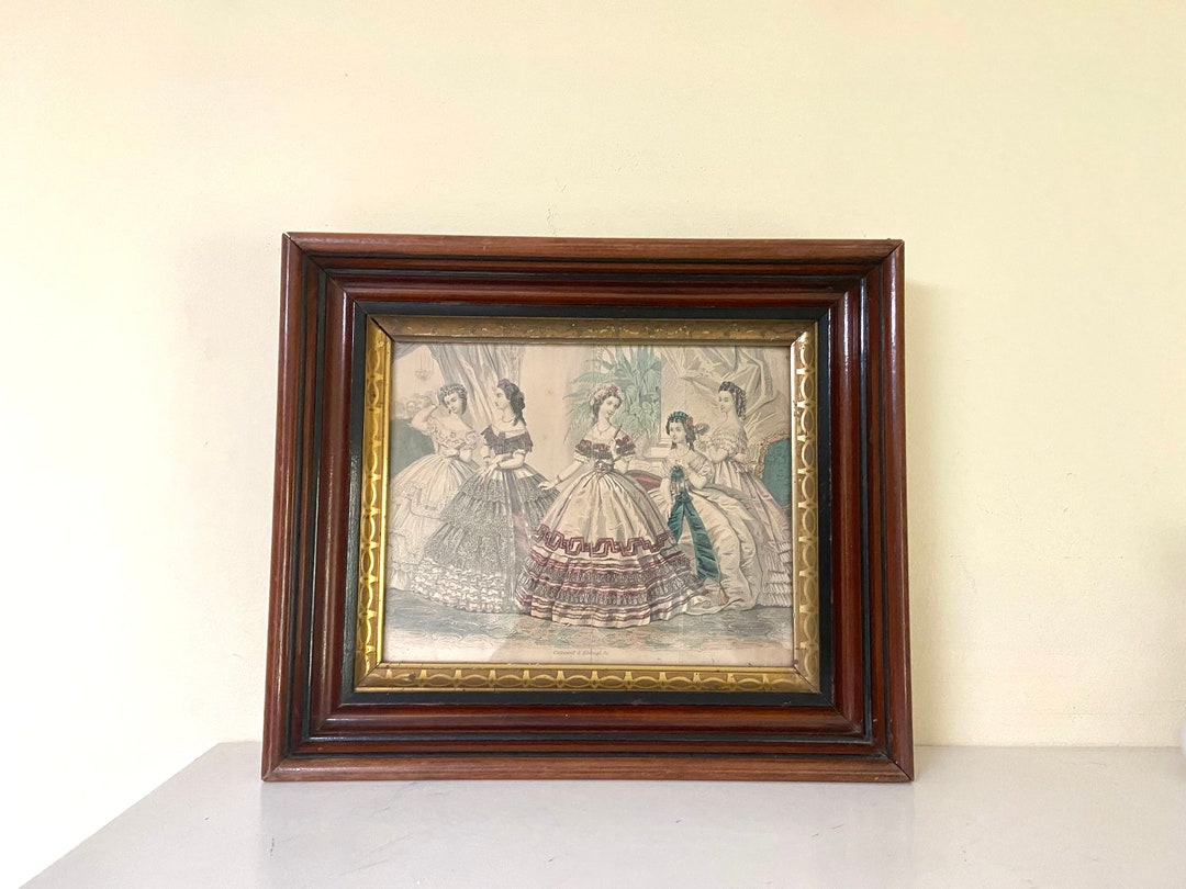Vintage Wood Frame With Capewell & Kimmel Print of 19th Cen. Fashions ...