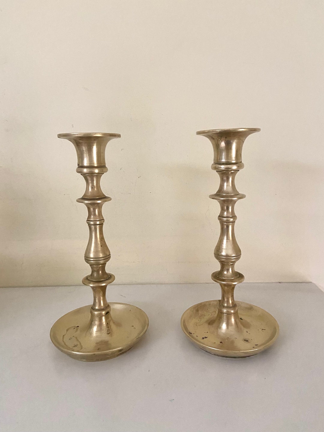 Vintage Solid Brass Candlestick Holders - Etsy