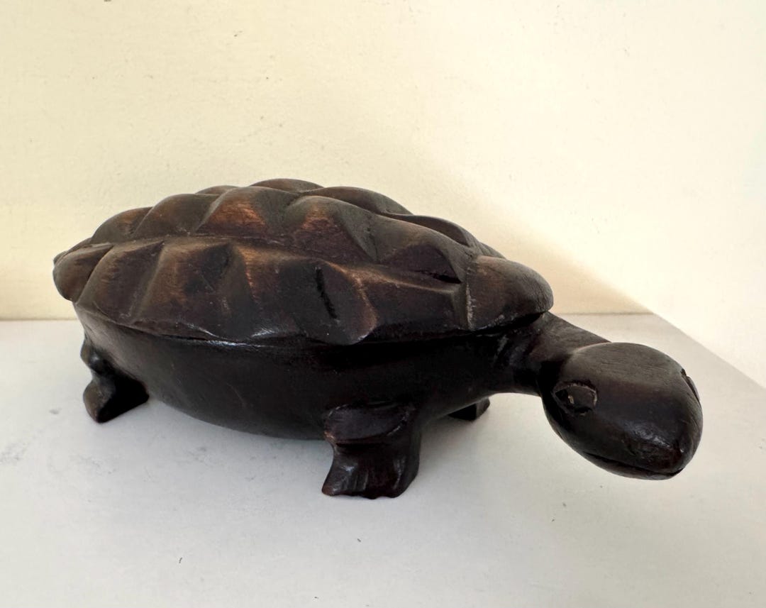 Lester Clarke Carved Wood Turtle Box - Etsy