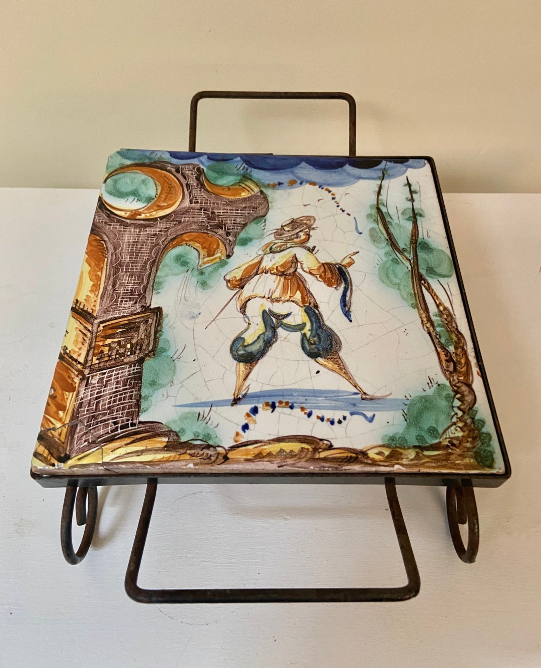Italian Tile Trivet With Metal Stand - Etsy