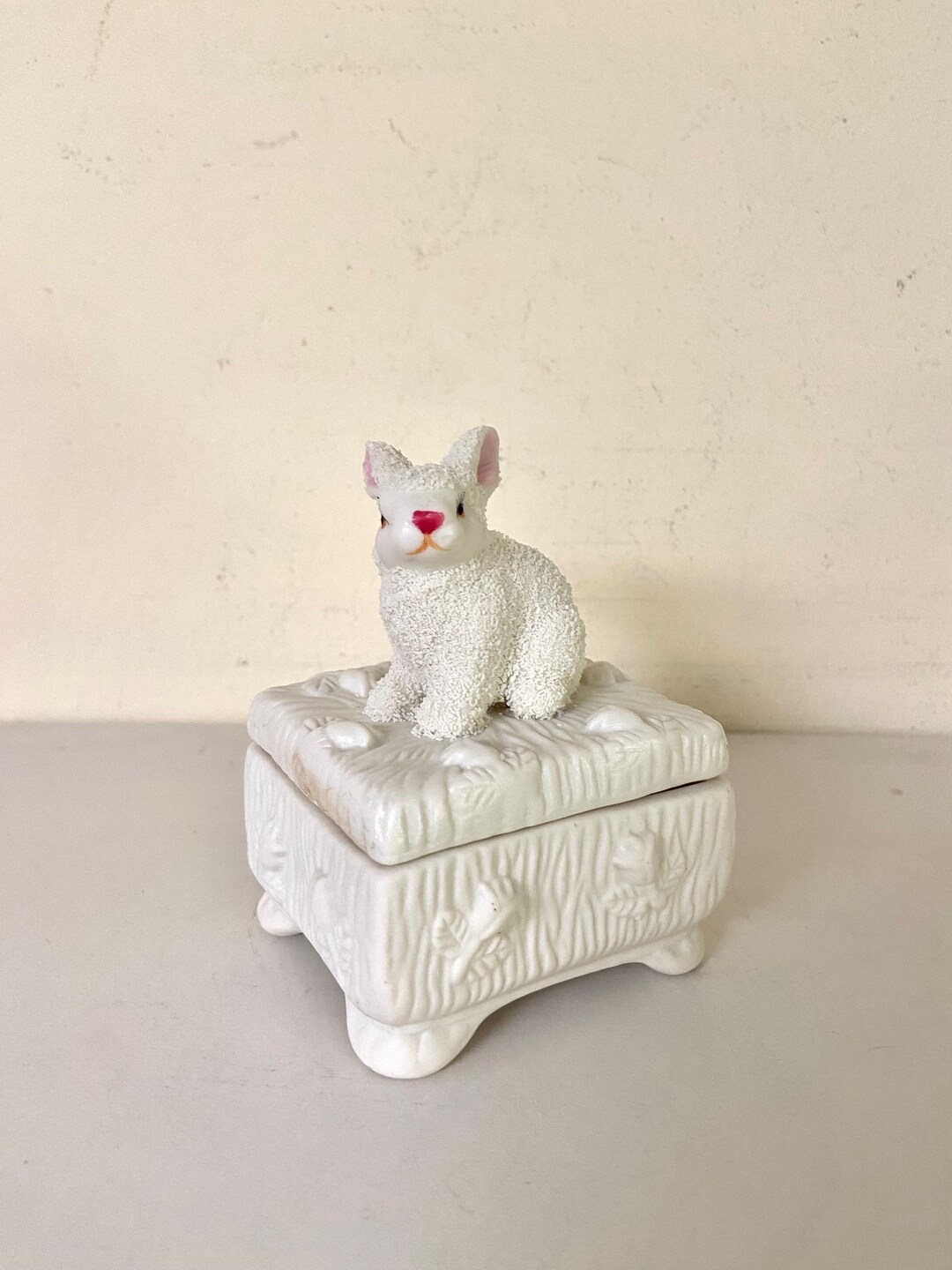 Porcelain Bunny Trinket Box - Etsy