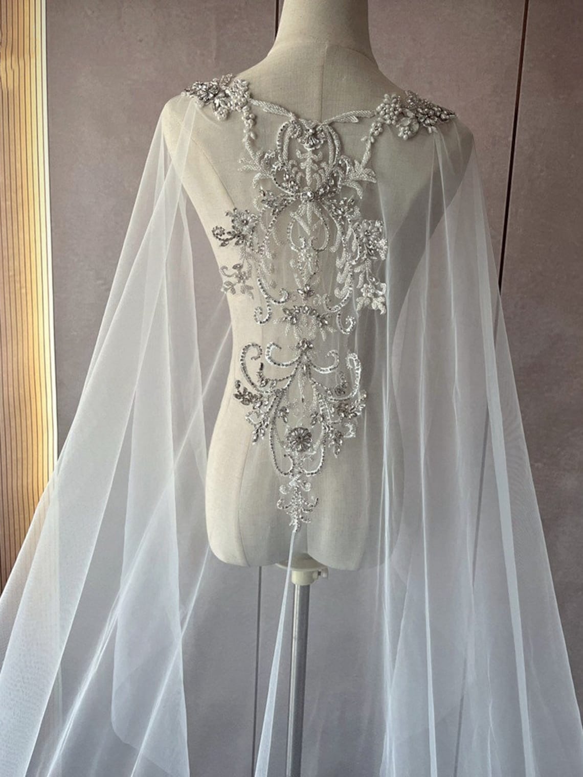 Stunning Detailing Deluxe Hand Made Wedding Tulle Cape With - Etsy