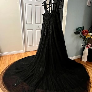Dark Red Black Gothic off the Shoulder Open Back Bridal Ball Gown Black ...