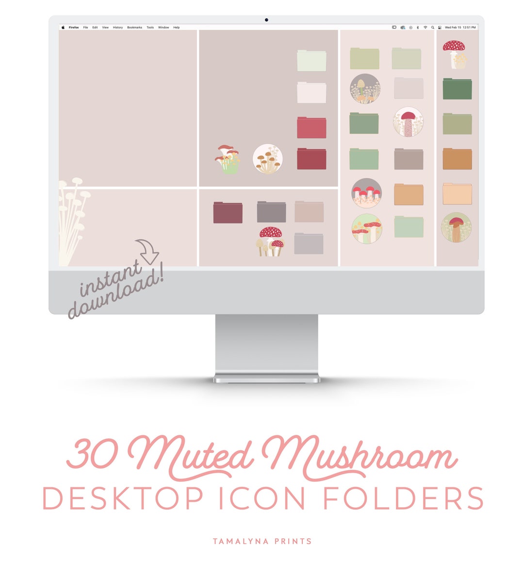 30 Cute Desktop Folder Icons for Mac Mushroom Bundle - Etsy