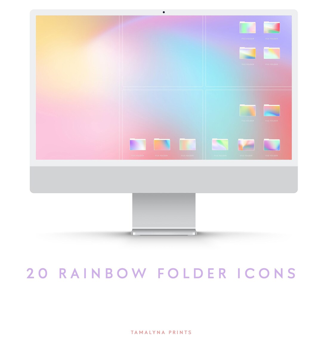 Rainbow Desktop Folder Icons for MacBook With Bonus Desktop Wallpaper ...