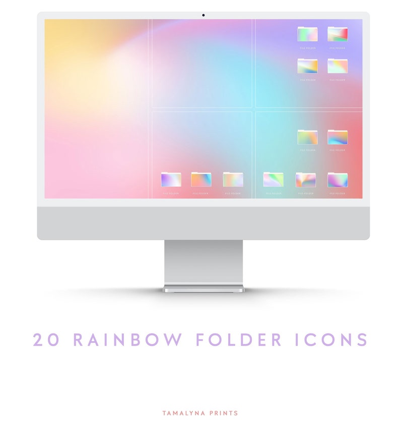 Rainbow Desktop Folder Icons for MacBook With Bonus Desktop Wallpaper ...