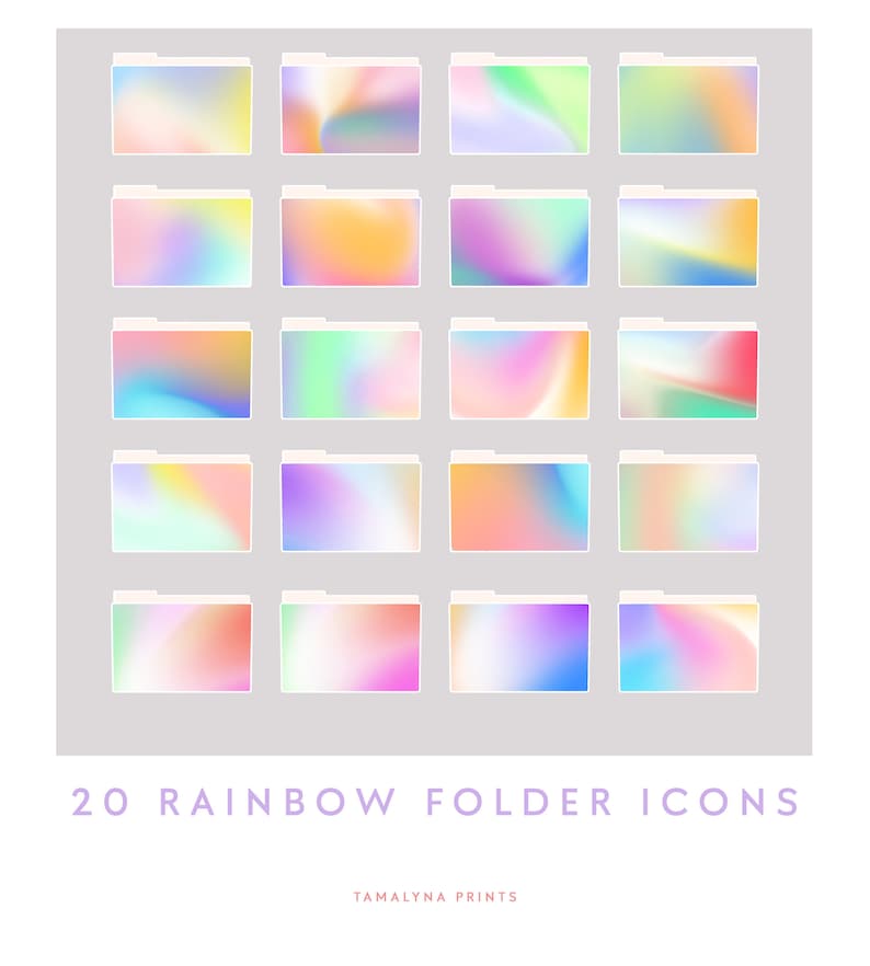 Rainbow Desktop Folder Icons for MacBook With Bonus Desktop Wallpaper ...