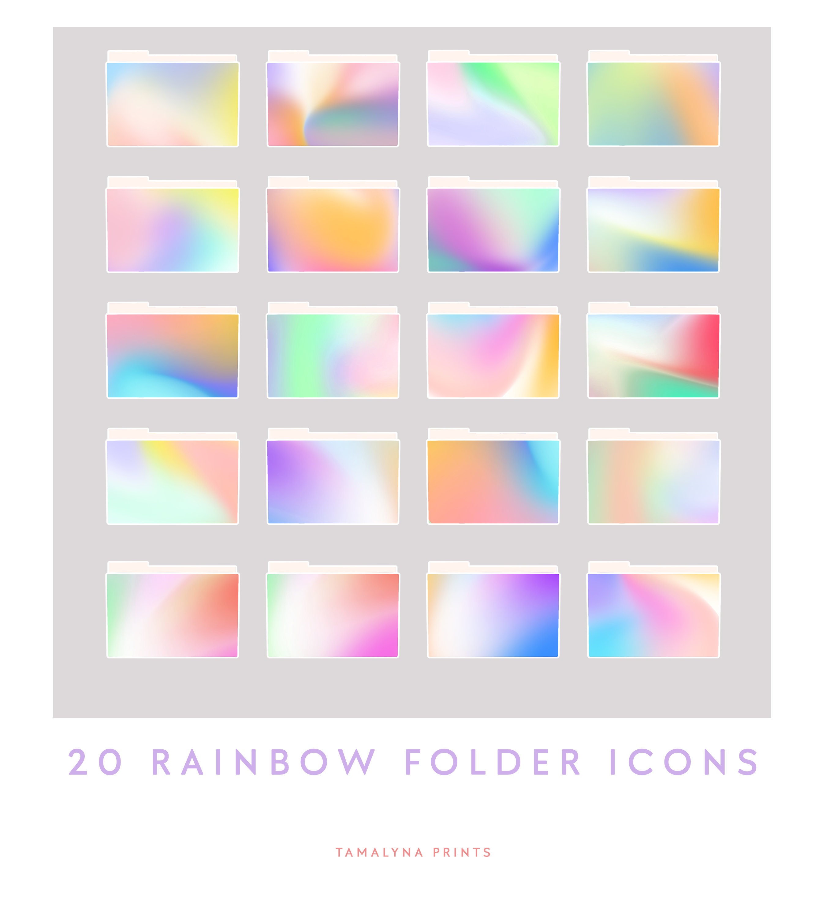 Rainbow Desktop Folder Icons for MacBook With Bonus Desktop Wallpaper ...