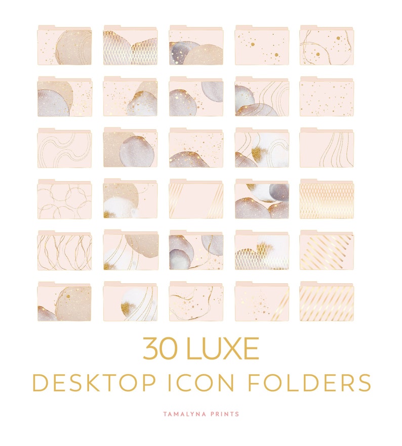 Luxe Pink & Gold Desktop Folder Icons (30 .PNG Files) - Etsy