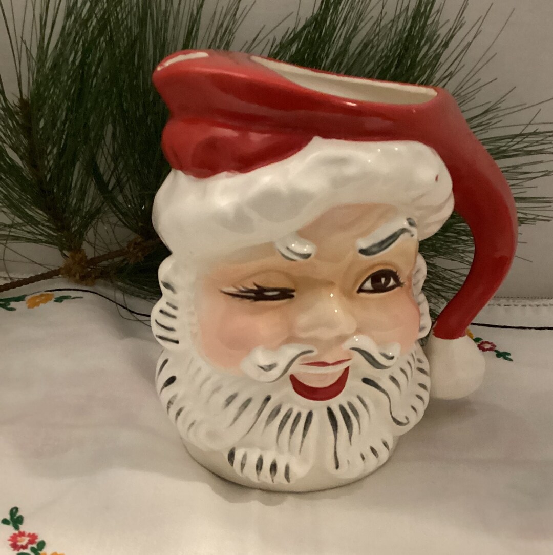 Vintage Napco 1958 Winking Santa Head Pitcher - Etsy