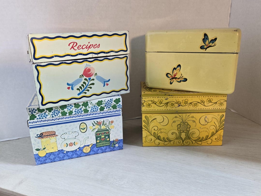 Vintage Metal Recipe Boxes - Etsy