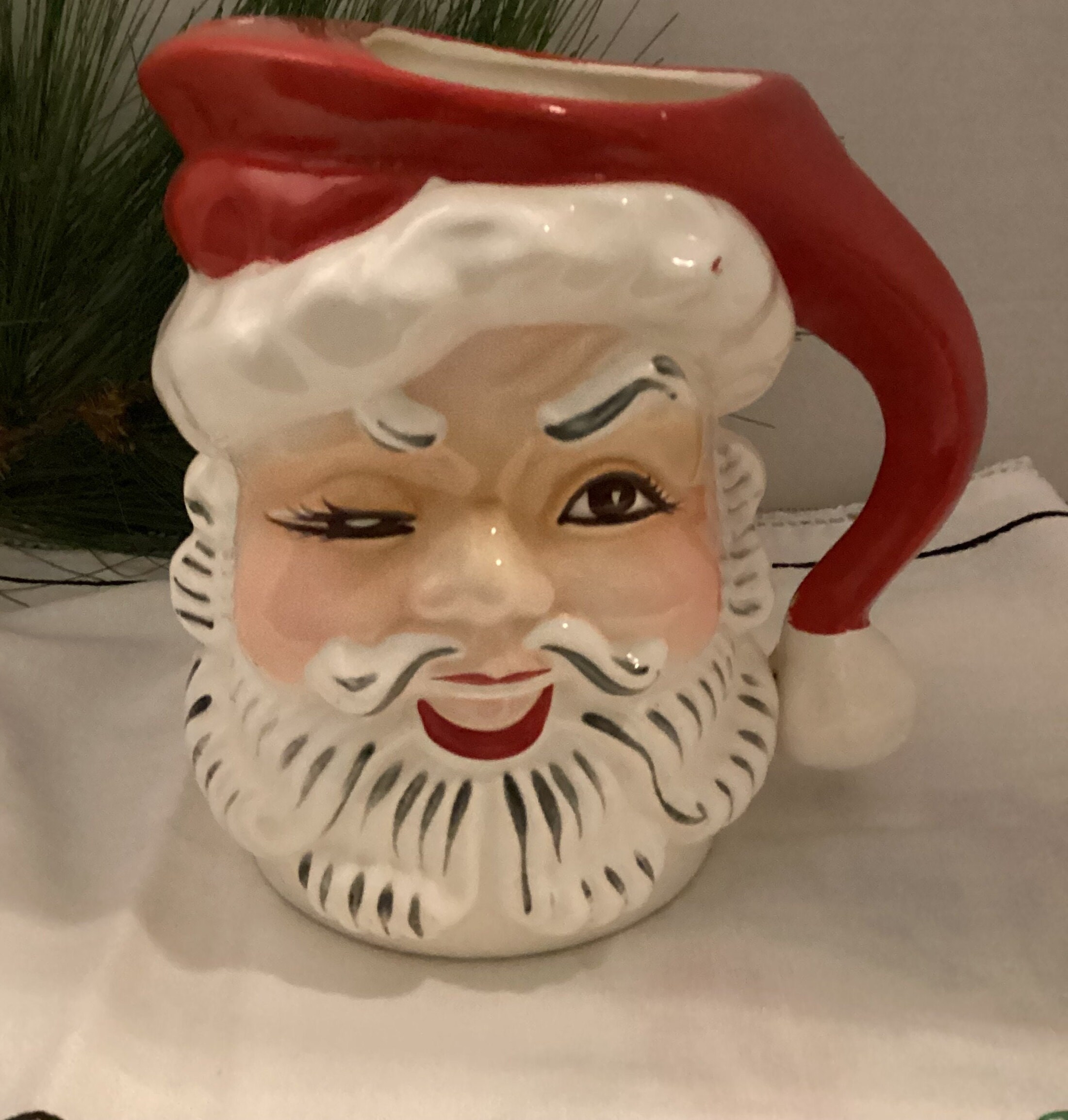 Vintage Napco 1958 Winking Santa Head Pitcher - Etsy