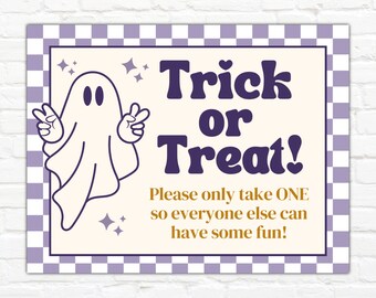 Trick or Treat Sign Printable Editable Halloween Candy Sign Halloween ...