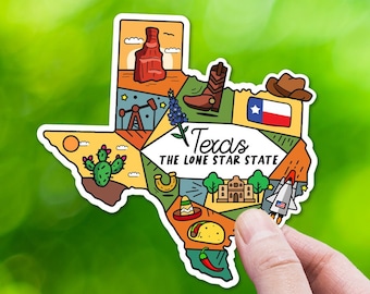 State of Texas and Flag | Waterproof, UV Resistant, Vinyl Sticker Decal ...
