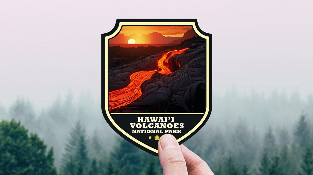 Hawaii Volcanoes National Park Sticker, US Travel Art Gift Decal for ...