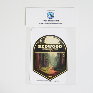 Redwood National Park Sticker, Badge Sticker Redwood Trees National ...