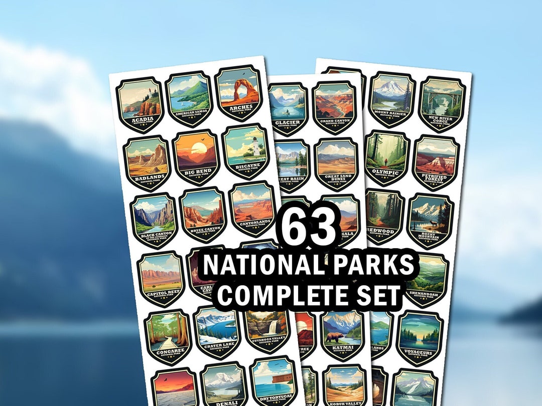 National Park Sticker Sheet Complete Set, US Travel Destination Gifts ...